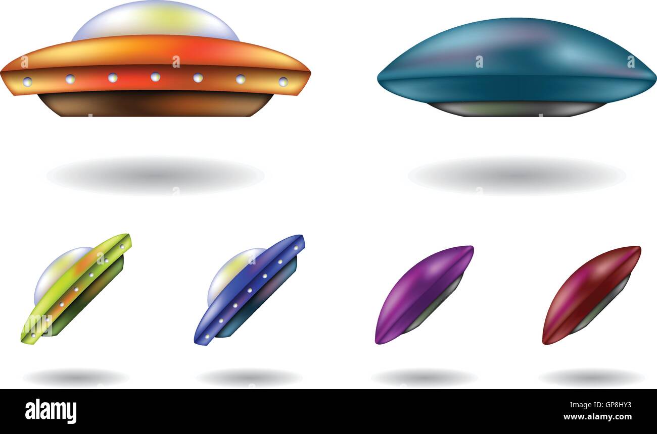 colourful unidentified flying objects vector cartoons isolated Stock ...