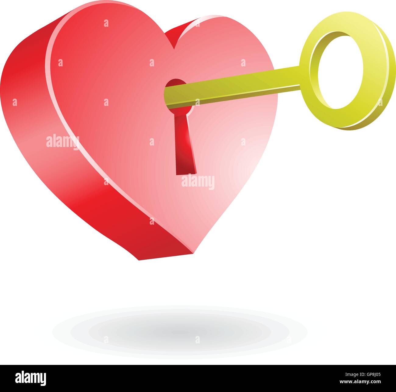 Golden heart padlock key Cut Out Stock Images & Pictures - Alamy