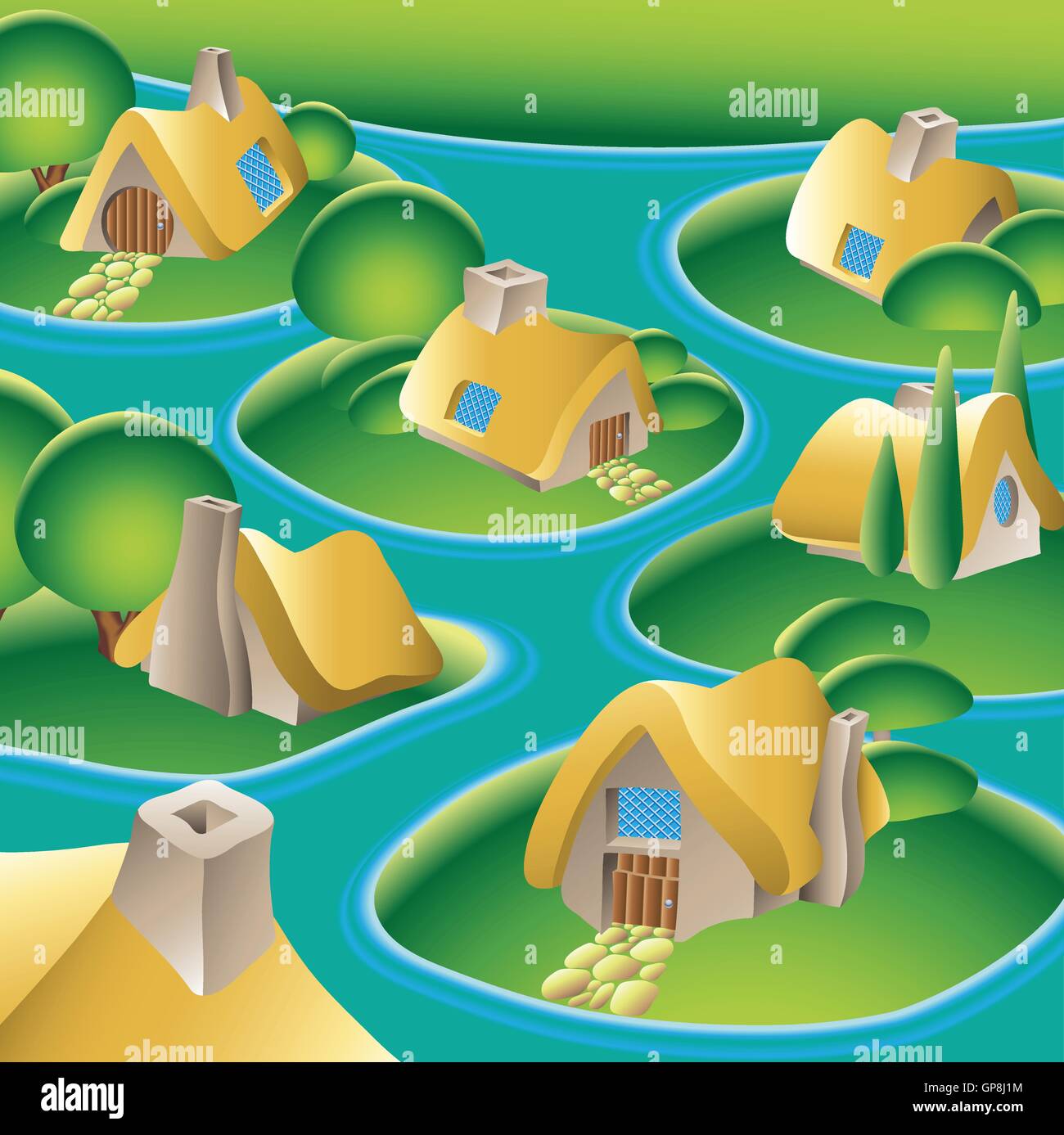a fantasy village on a river Stock Vector Image & Art - Alamy