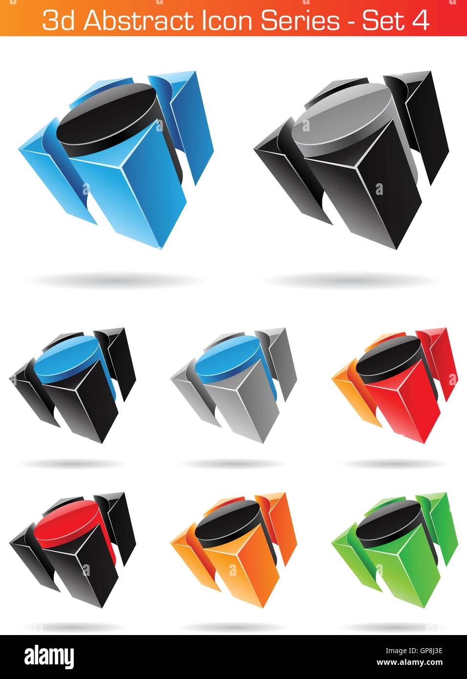 Vector EPS illustration of 3d Abstract Icon Series - Set 4 Stock Vector ...