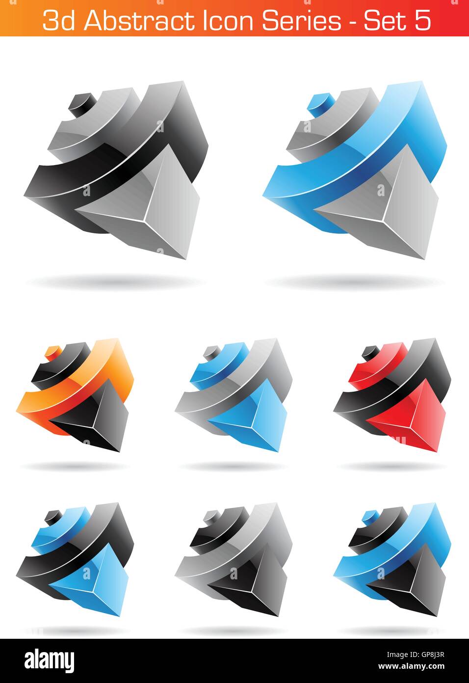 Vector EPS illustration of 3d Abstract Icon Series - Set 5 Stock Vector ...