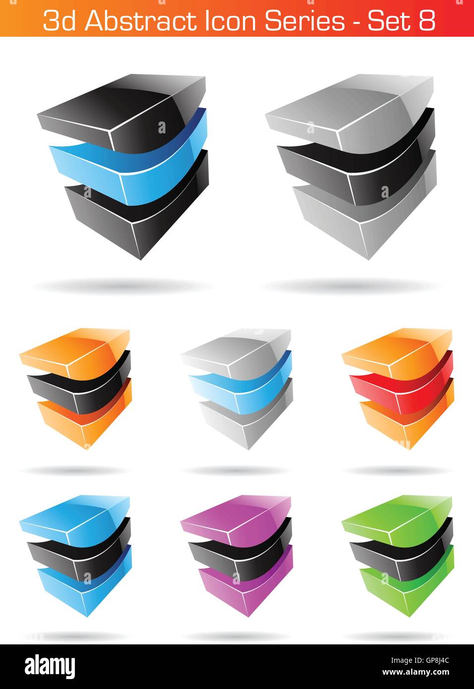 Vector EPS illustration of 3d Abstract Icon Series - Set 8 Stock Vector ...