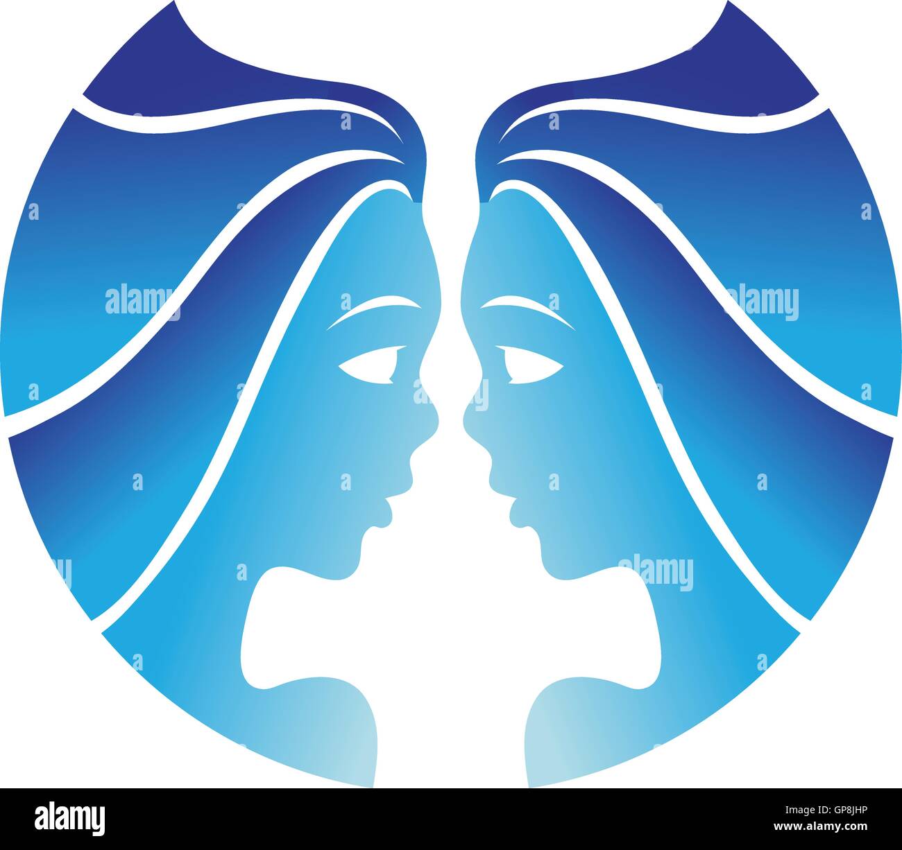 Zodiacs blue gemini isolated on white Stock Vector Image & Art - Alamy