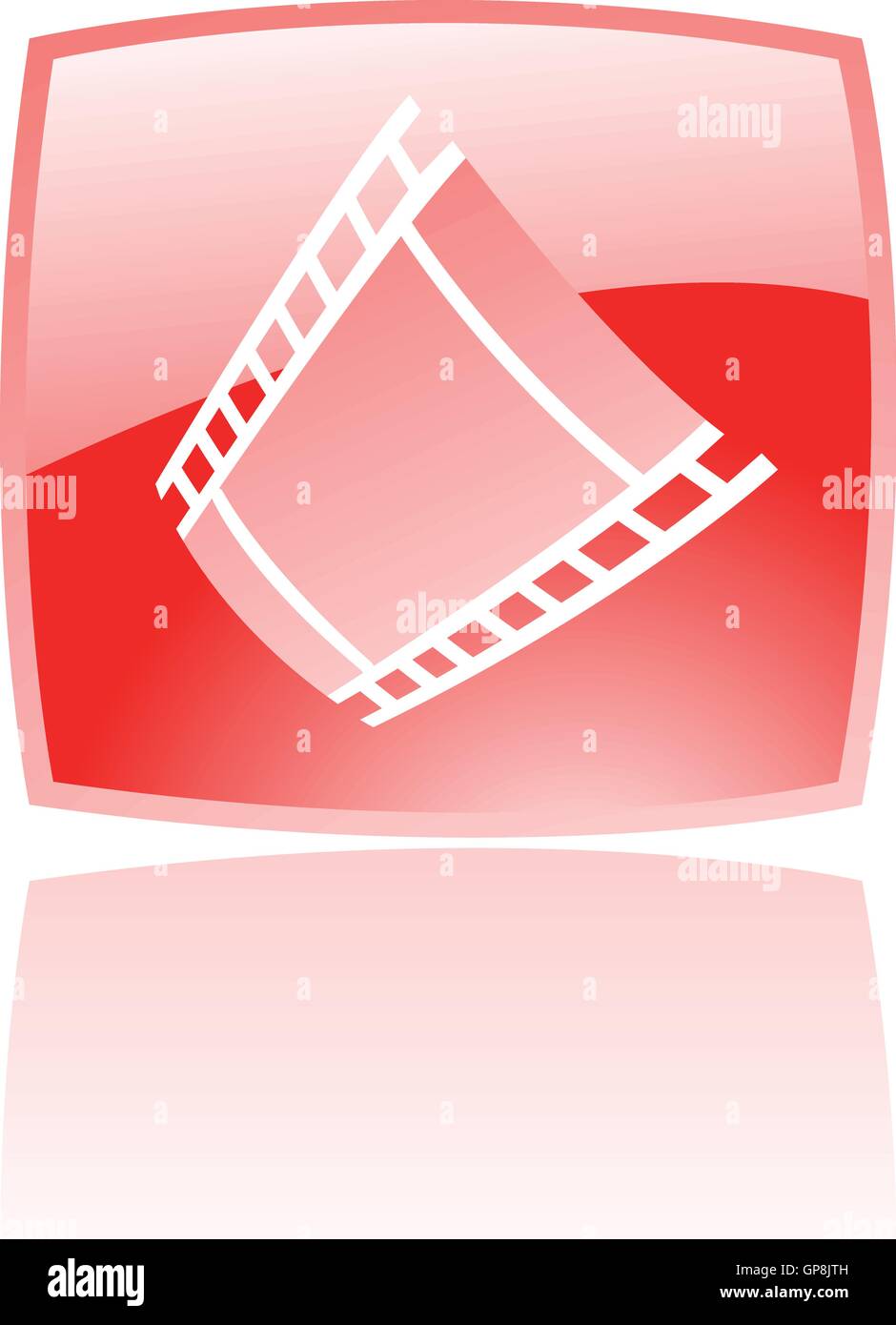 Red film reel in red glass button isolated on white Stock Vector Image ...