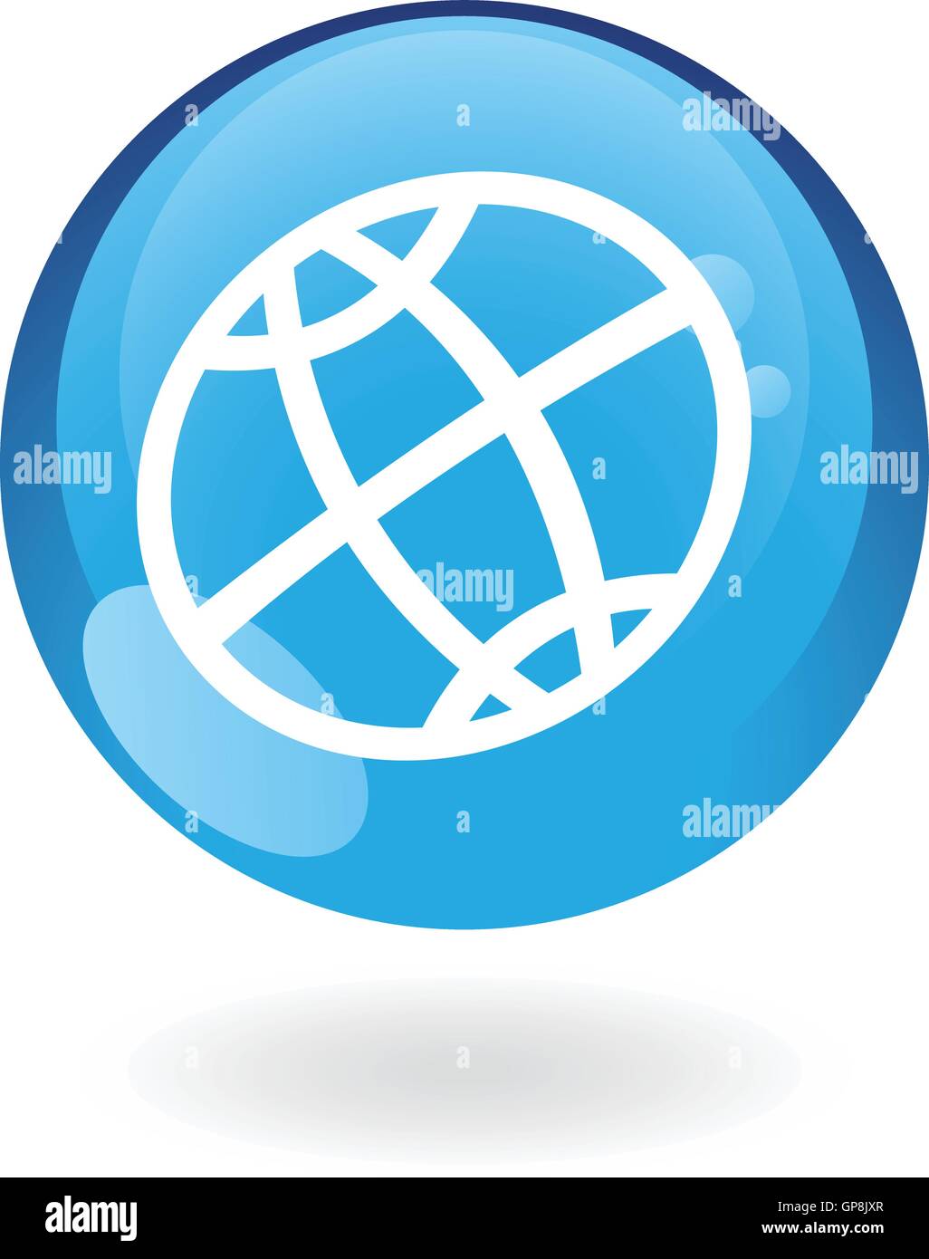 Line art globe in blue button isolated on white Stock Vector Image ...