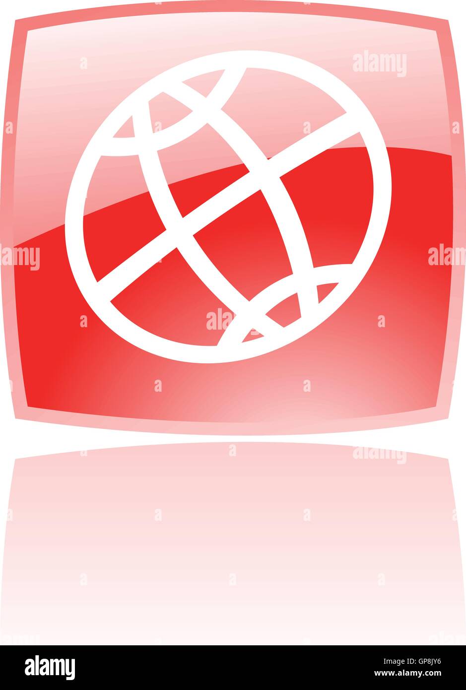 Line art globe in red button isolated on white Stock Vector Image & Art ...