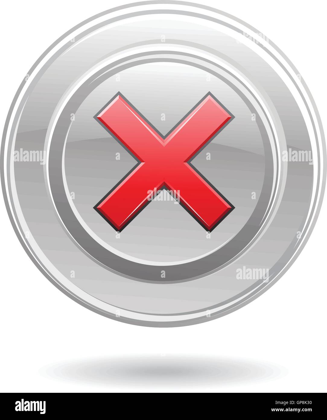 Red error sign in metallic button isolated on white Stock Vector Image ...