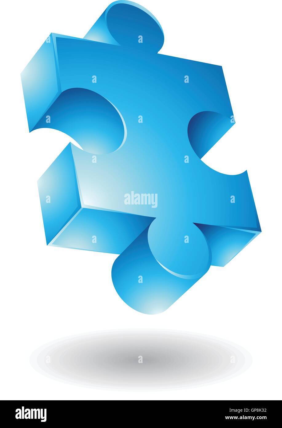 Glossy blue jigsaw isolated on white Stock Vector Image & Art - Alamy