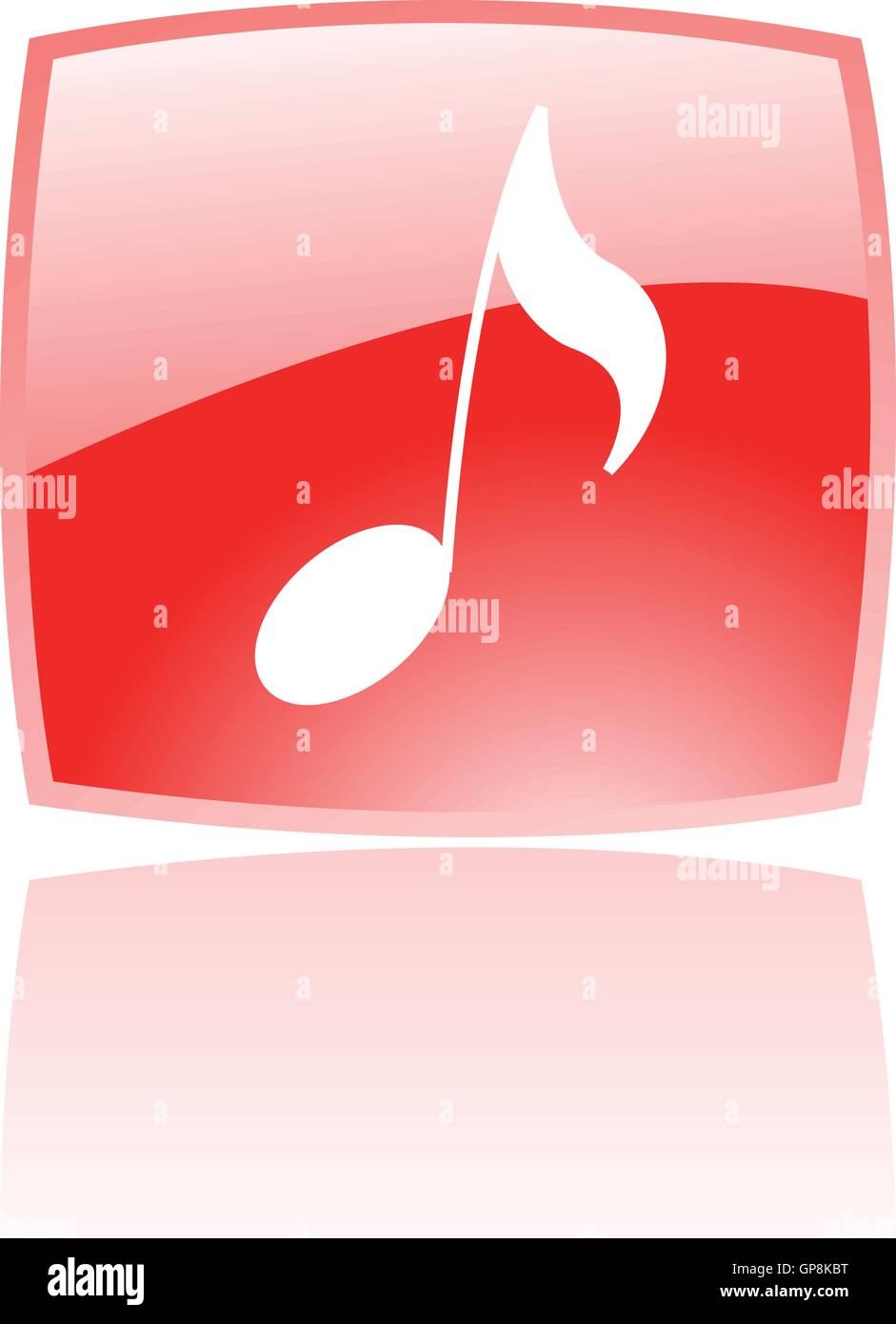 Glossy musical note in red button isolated on white Stock Vector Image ...