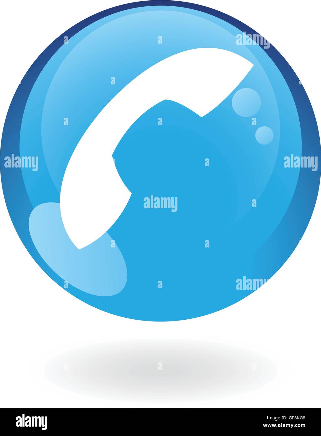 Glossy phone in blue button isolated on white Stock Vector Image & Art ...