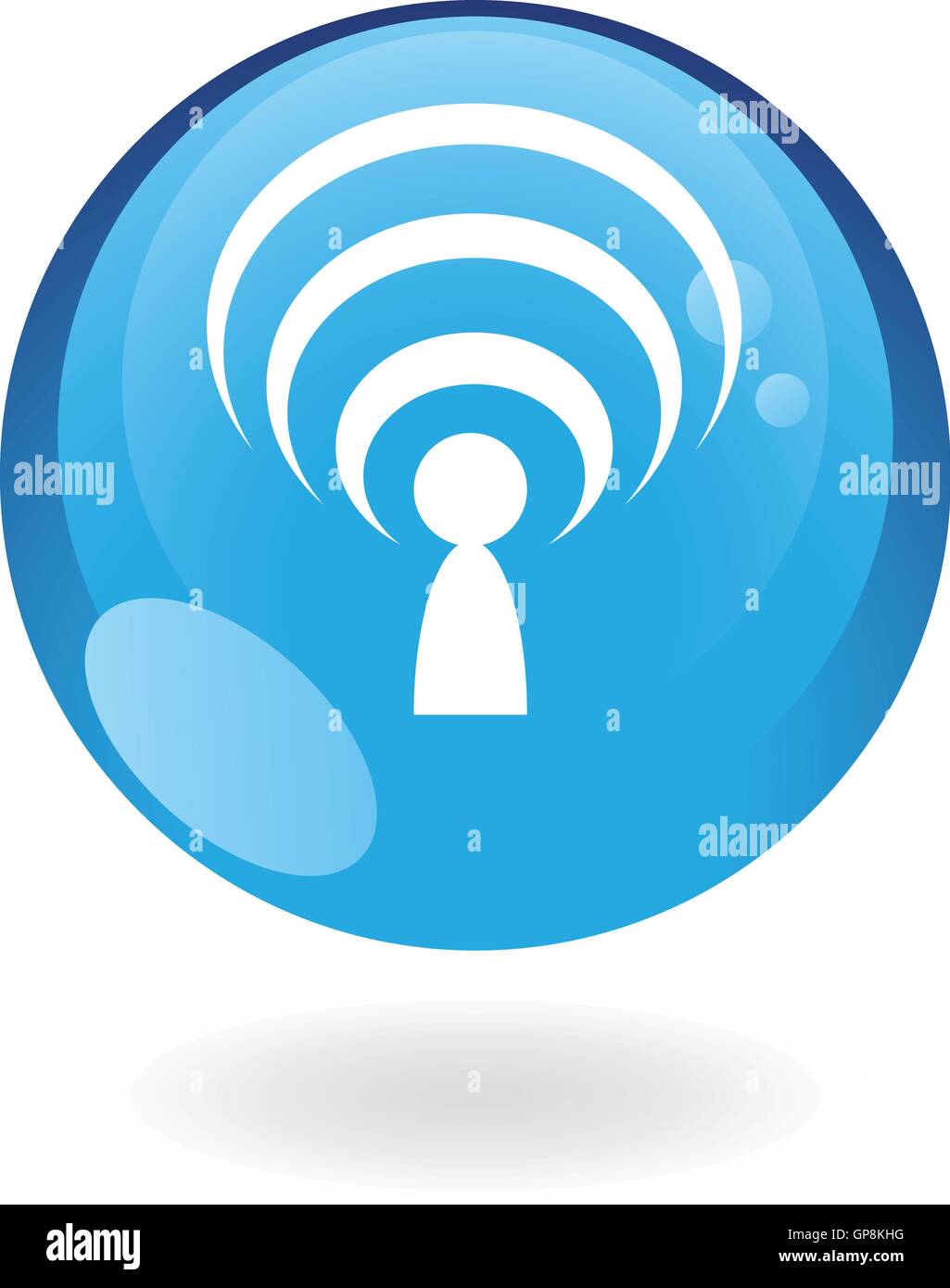 Glossy podcast in blue button isolated on white Stock Vector Image ...