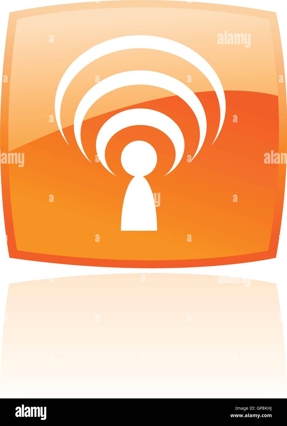 Glossy podcast in orange button isolated on white Stock Vector Image ...