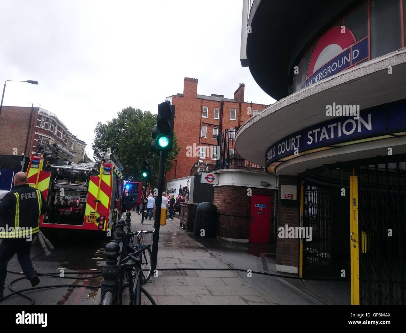 Fire is reported inside the tube at Earl's Court station, London, UK ...