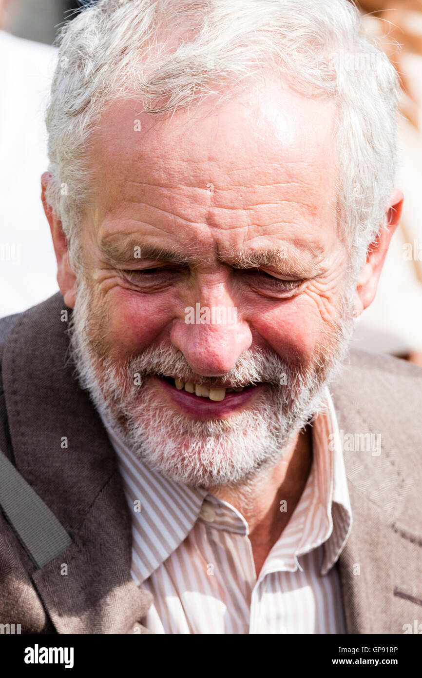 Jeremy Corbyn, Labour party Leader and MP, head and shoulders, facing ...