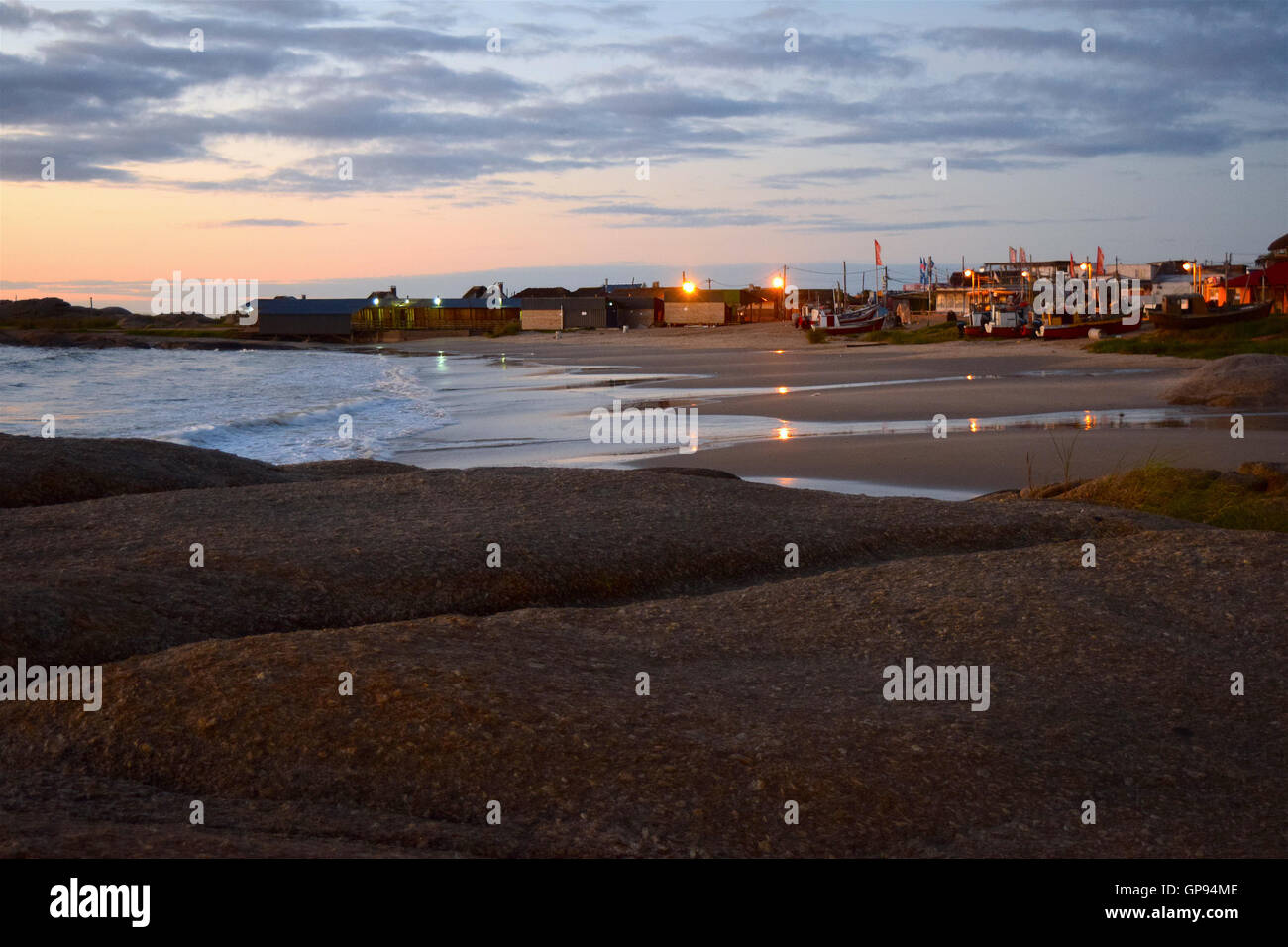 Landscape village on the beach Stock Photo - Alamy