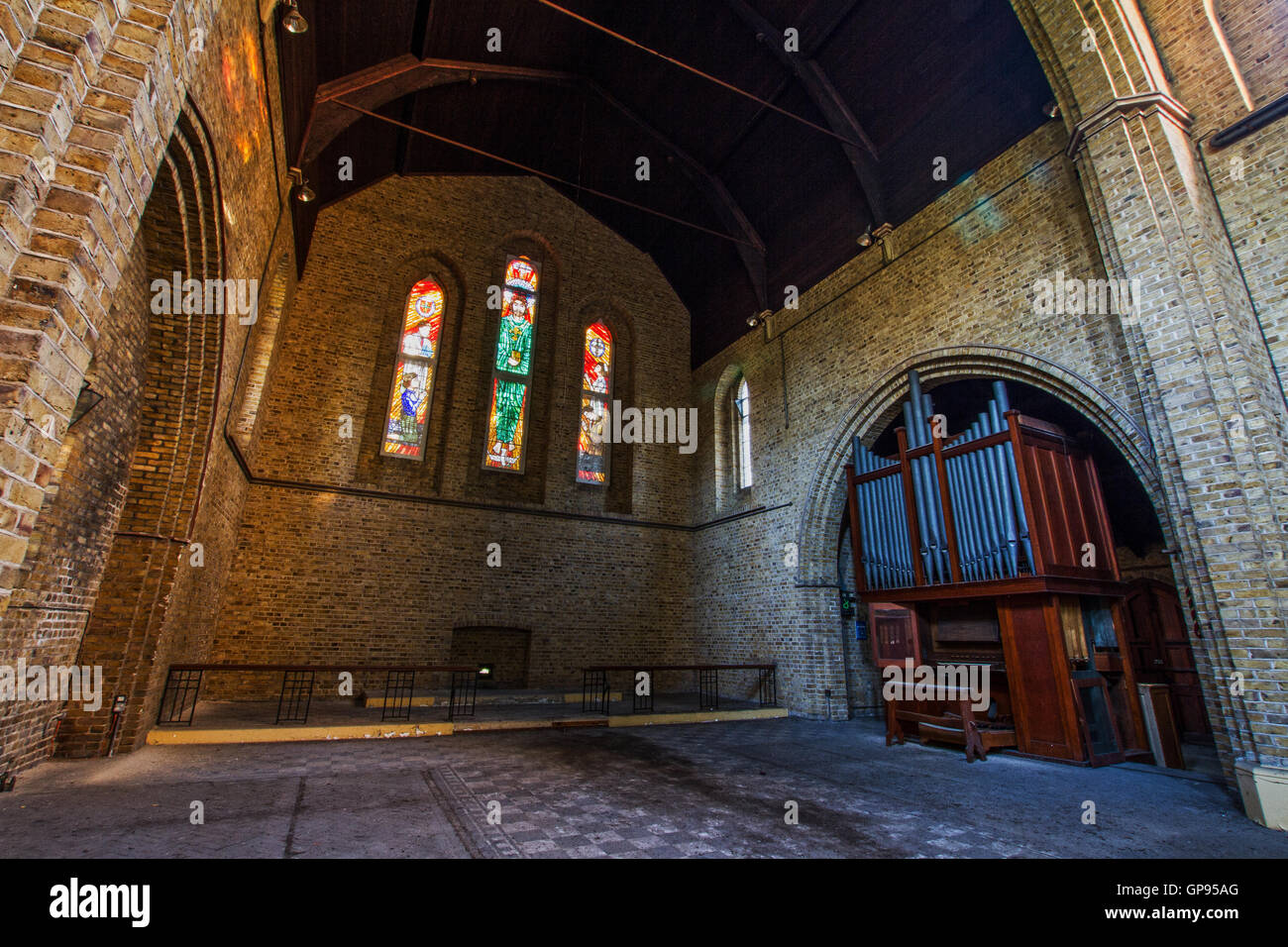A wide angle view showing the interior of Severalls Chapel, Colchester ...