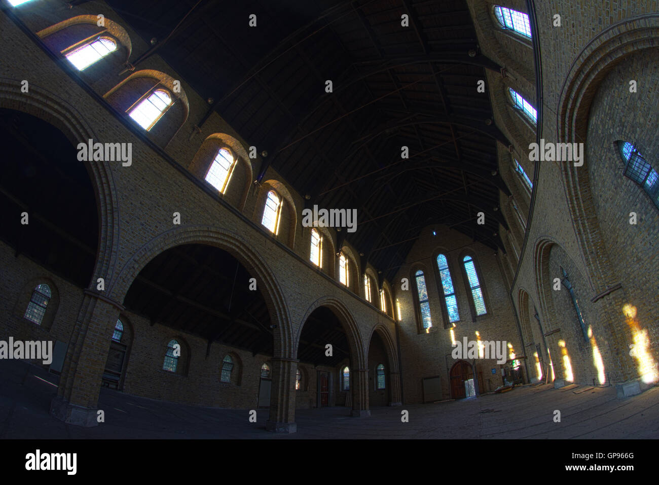 Quirky wide angle view showing the interior of Severalls Chapel ...