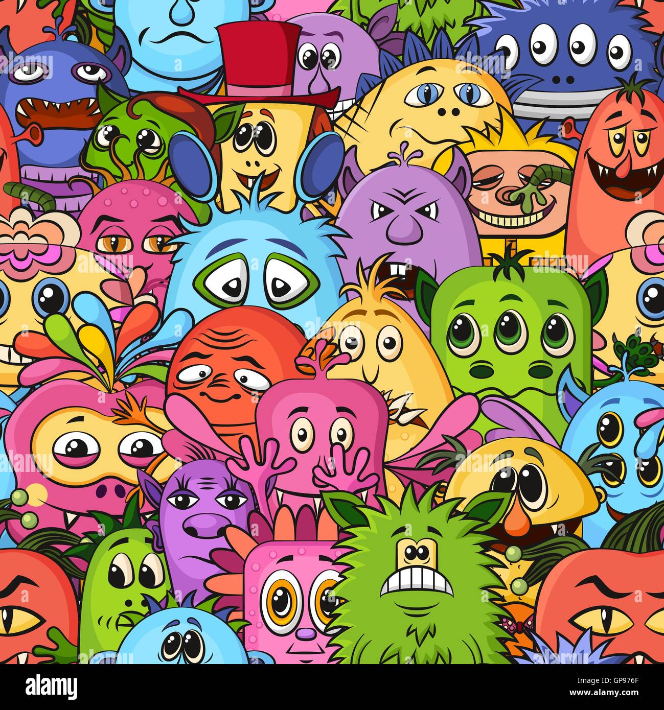 Cartoon Monsters Seamless Stock Vector Image & Art - Alamy