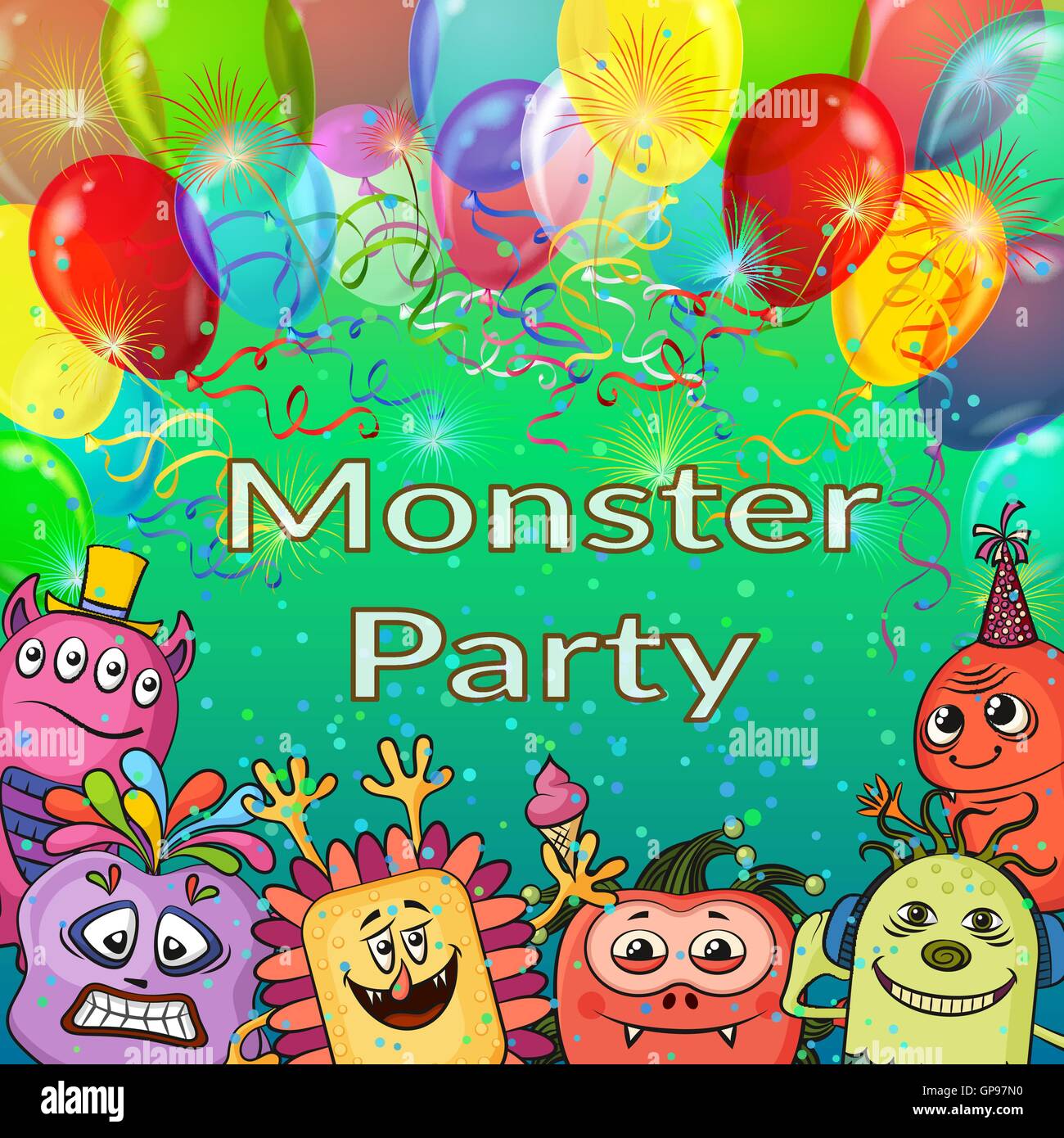 Cartoon Monsters Background Stock Vector Image & Art - Alamy