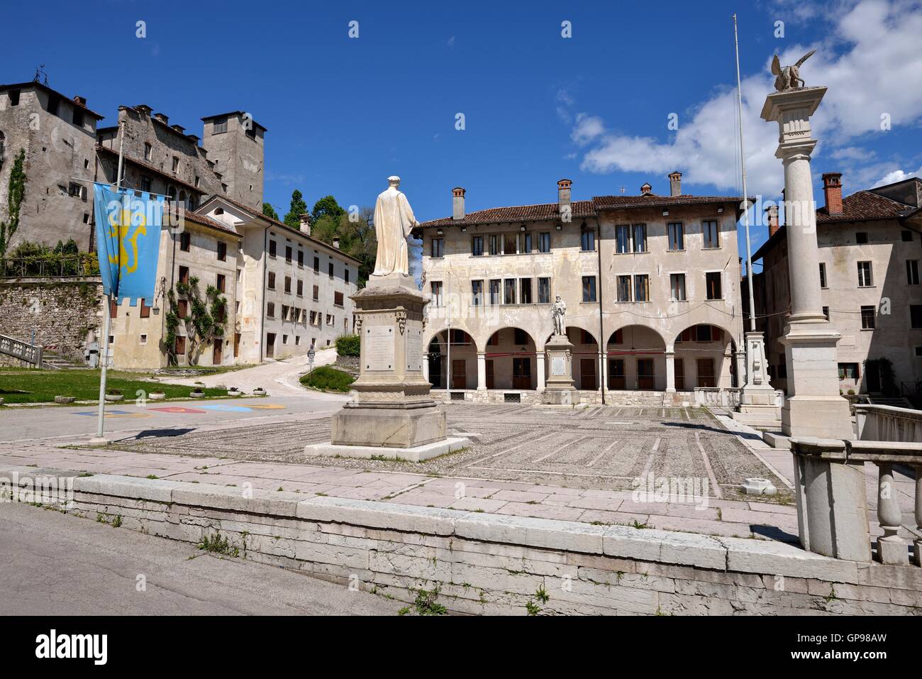 Piazza Maggiore with Alboino Castle in the background, Feltre, Belluno ...