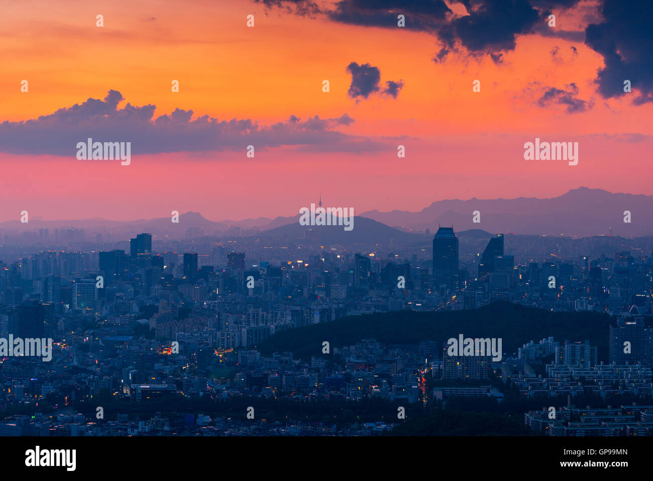 Sunset of Seoul City Skyline , South Korea Stock Photo - Alamy