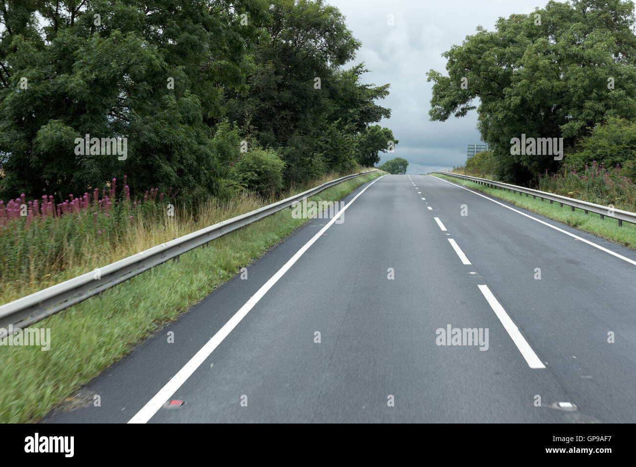 drivers view of a66 traveling between county durham and cumbria,england ...