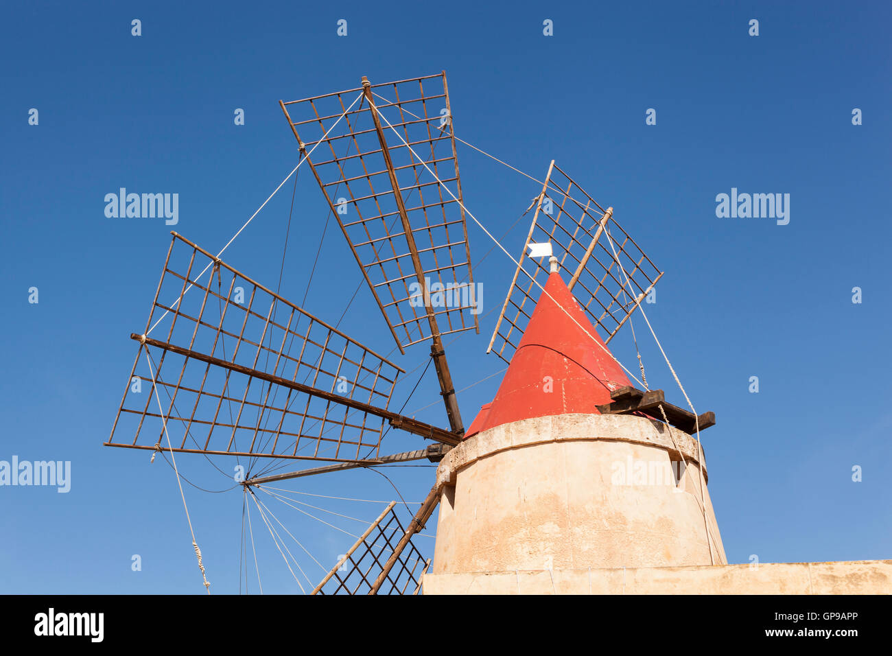 Salt Museum windmill at Stagnone salt pans, Stagnone, near Marsala and ...