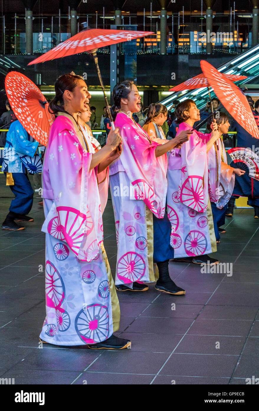 dancers performing yosakoi near Kyoto railway station Japan dance is ...