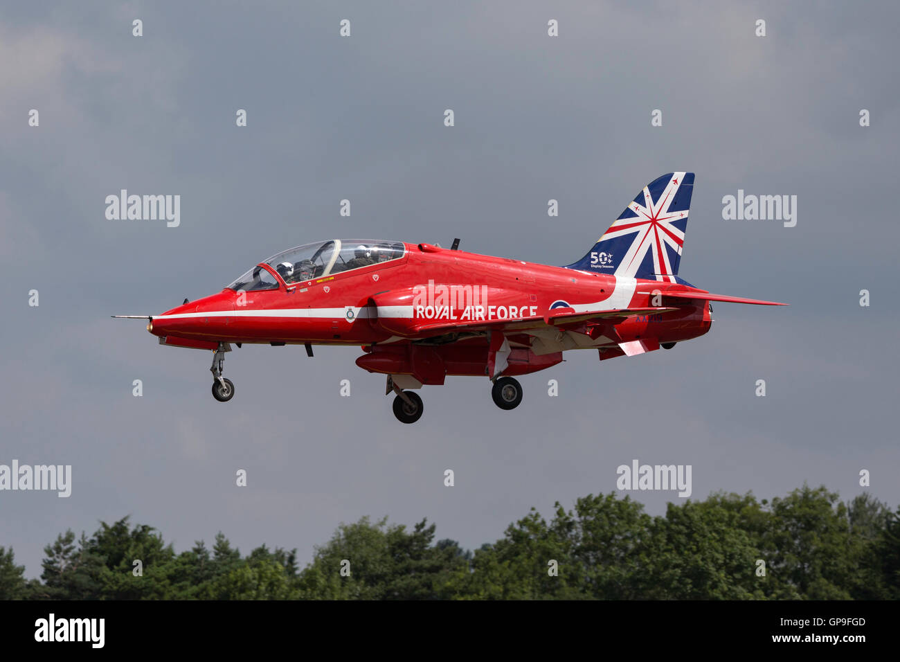 Royal Air Force (RAF) Red Arrows aerobatic display team flying British ...