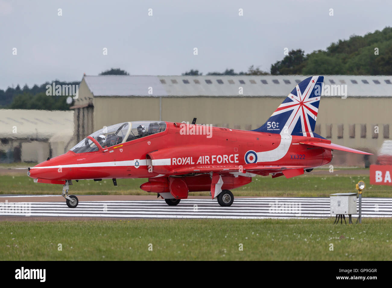 Royal Air Force (RAF) Red Arrows aerobatic display team flying British ...
