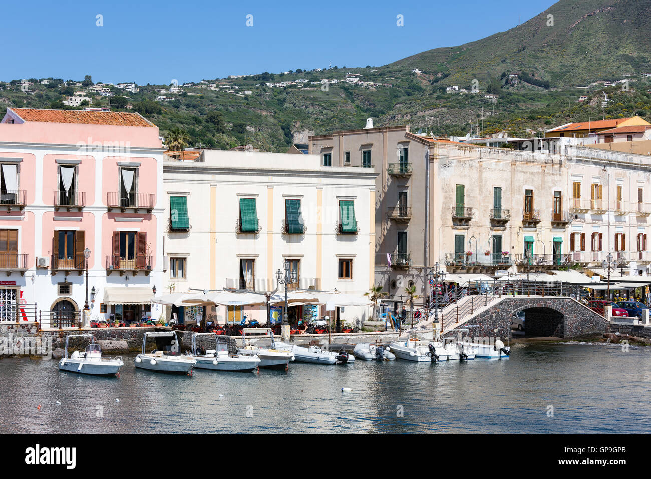 LIPARI, ITALY - MAY 24: Harbor of Lipari at the Aeolian islands on May ...