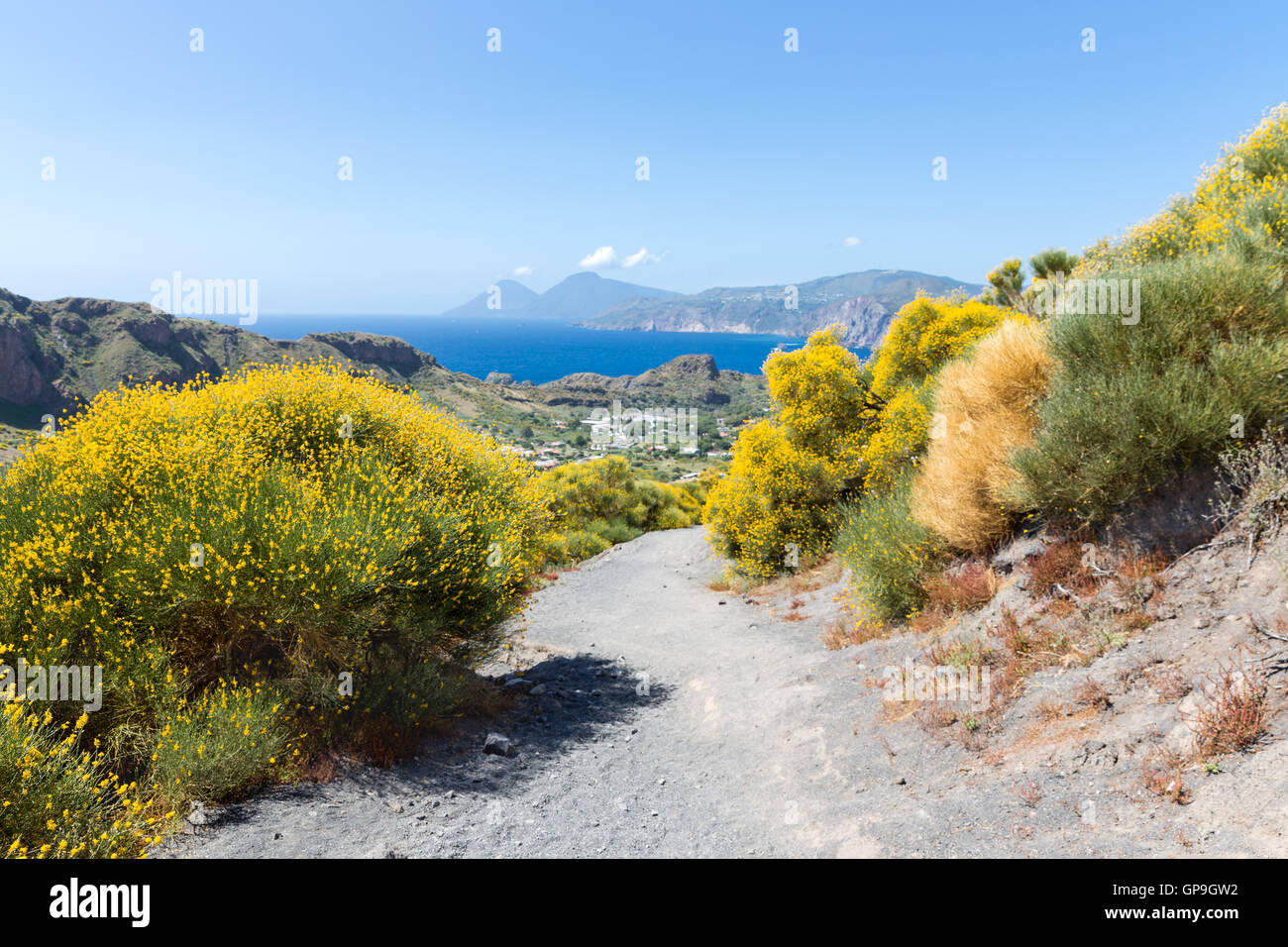 Hiking trail at Vulcano, Aeolian Islands near Sicily in Italy Stock ...