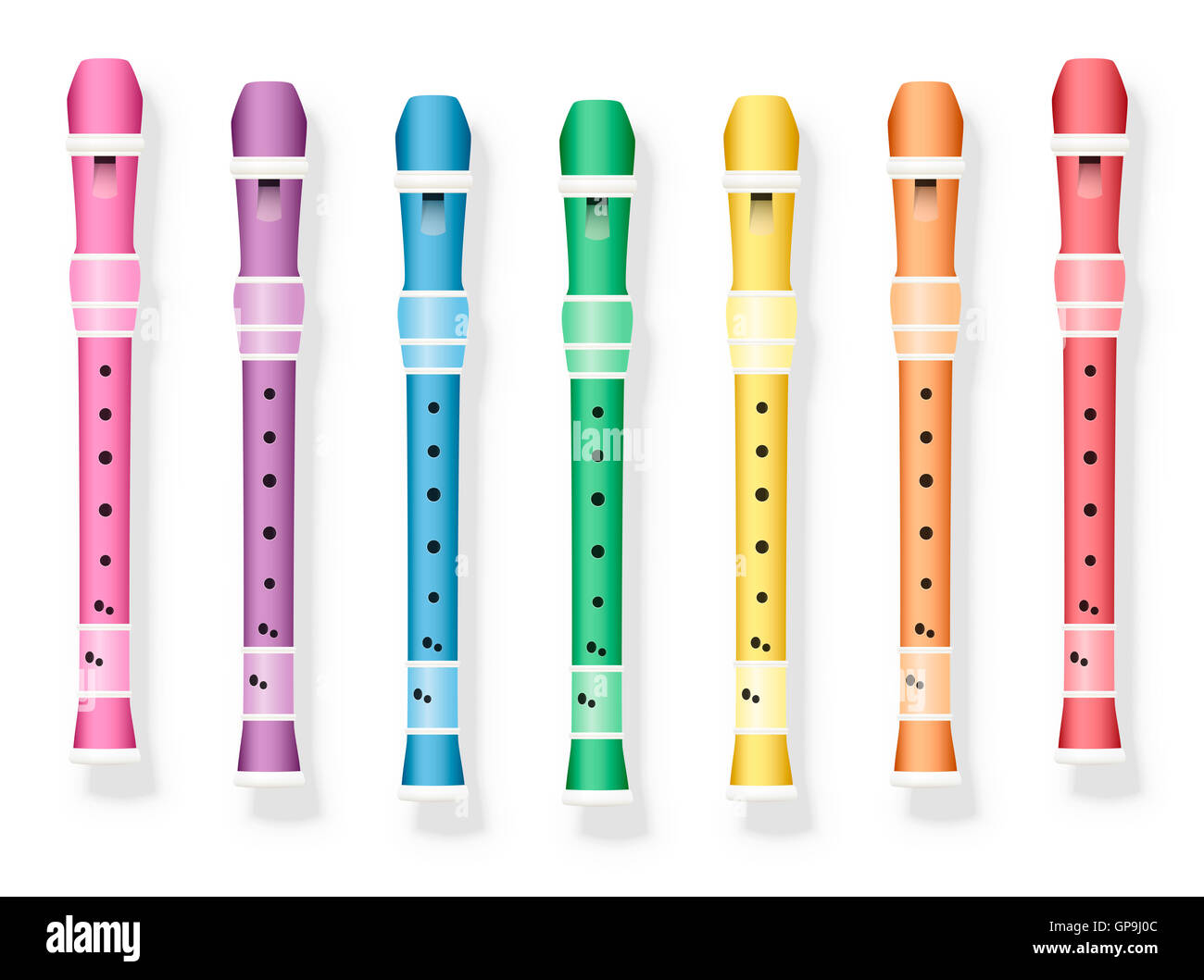 Recorder - colorful set. Illustration on white background Stock Photo ...