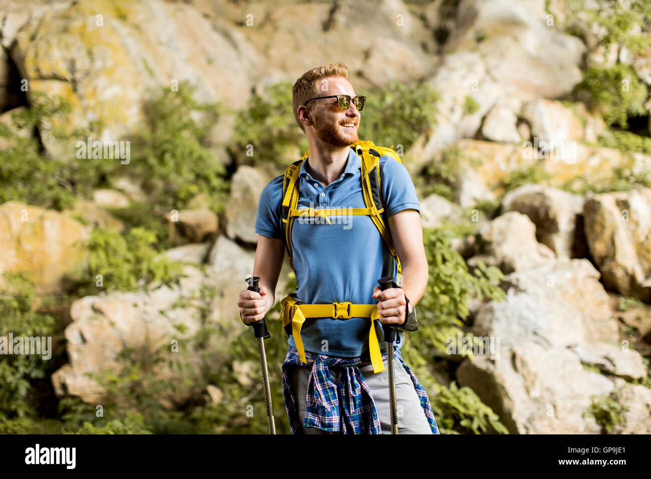 Caucasian male model backpack hiking hi-res stock photography and ...
