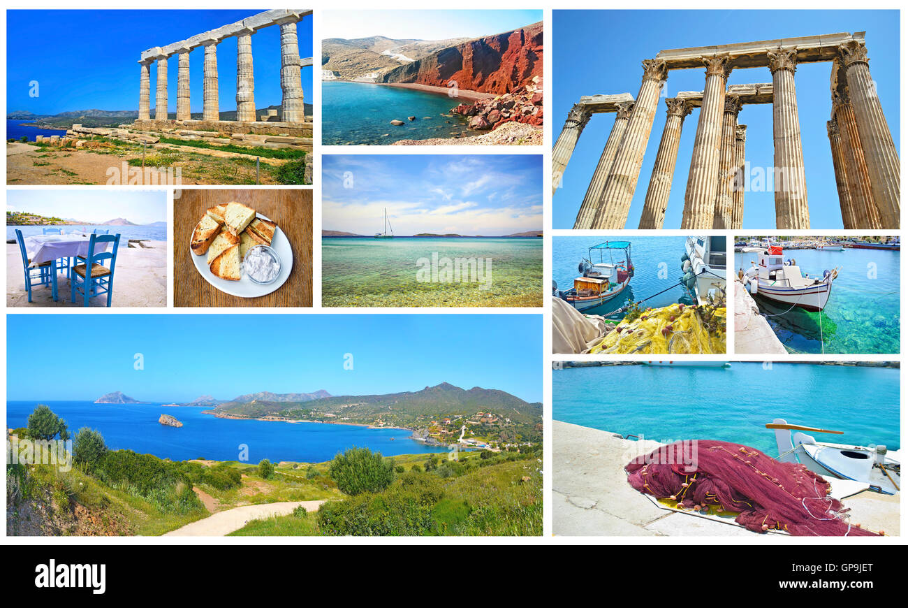 collage Greece - greek summer photos collection Stock Photo - Alamy