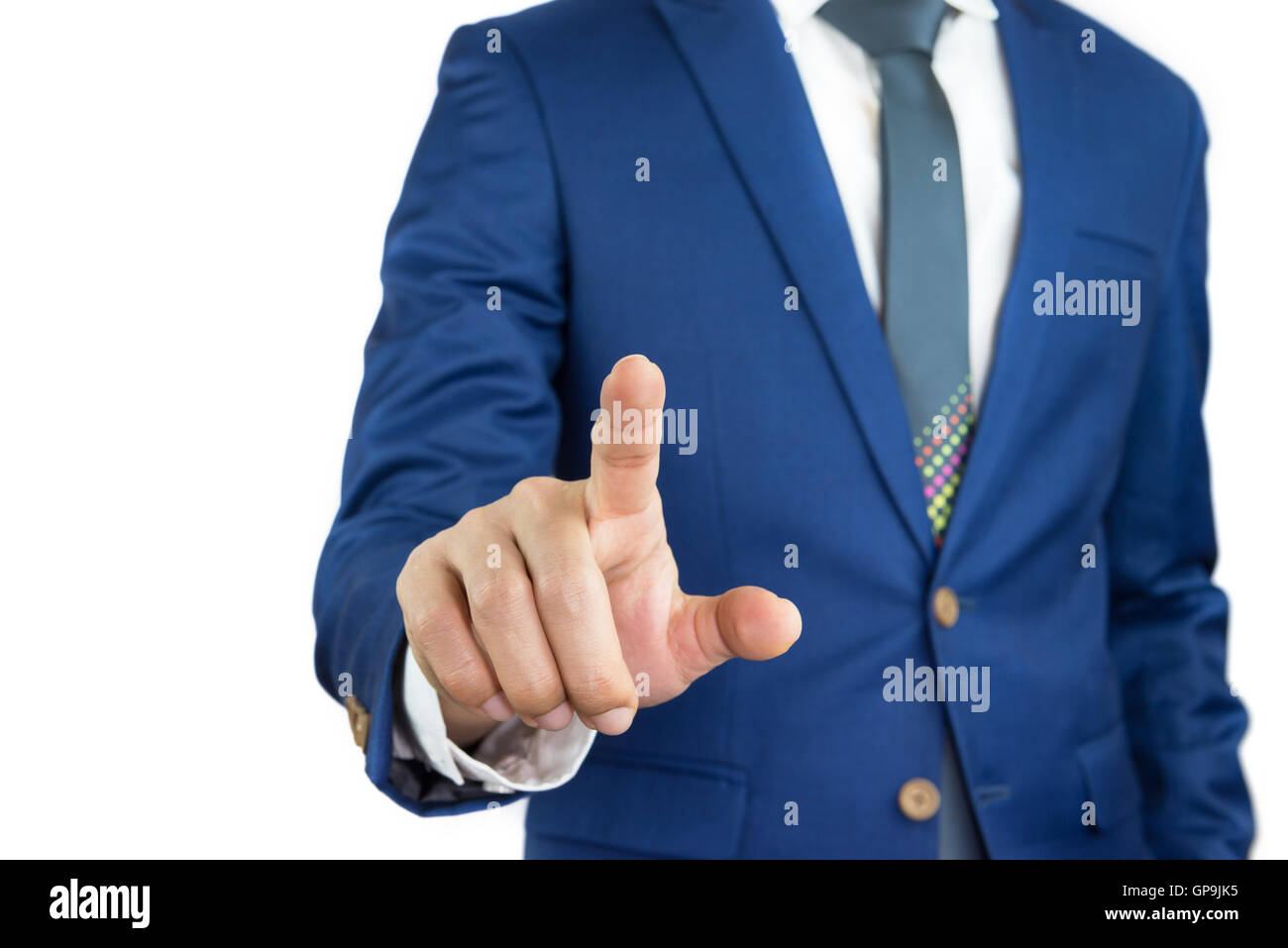 businessman pointing index finger, action of touch screen. Business man ...