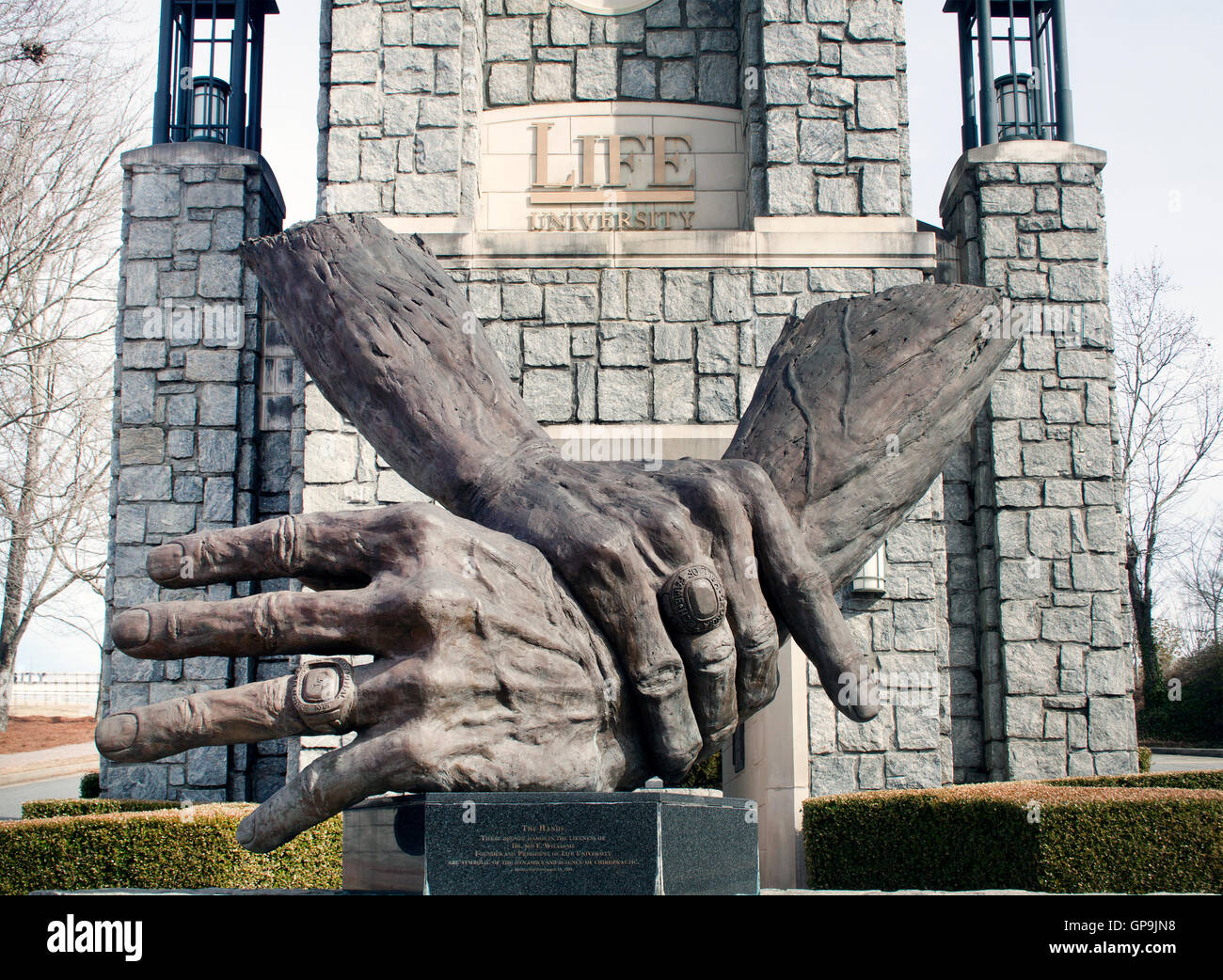 Giant hands at Life University in Marietta, Georgia, honor Dr. Sid ...