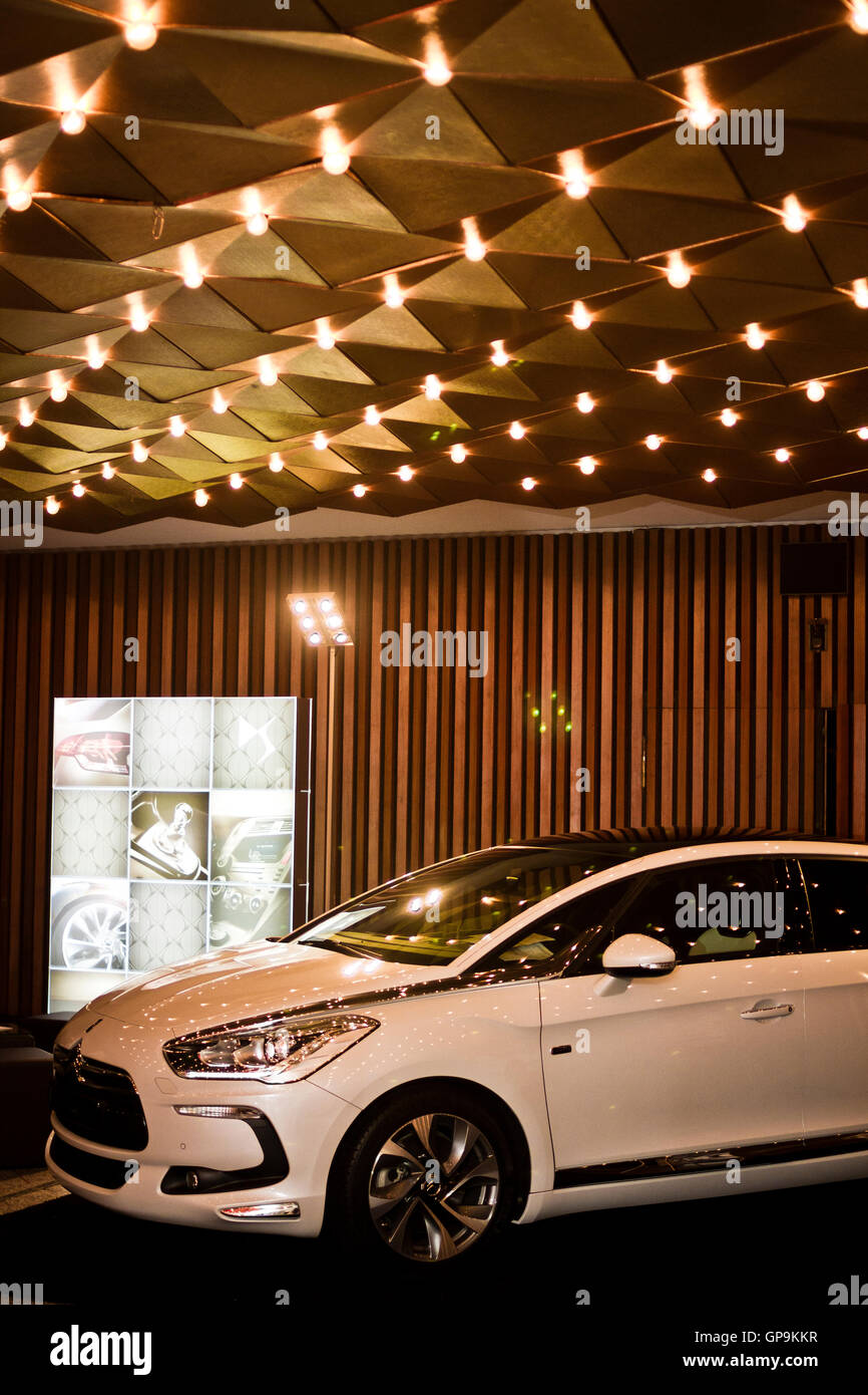 A car on display in the foyer of the Kino International during French ...