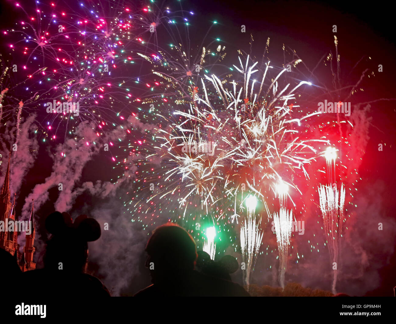 Disney castle fireworks hi-res stock photography and images - Alamy