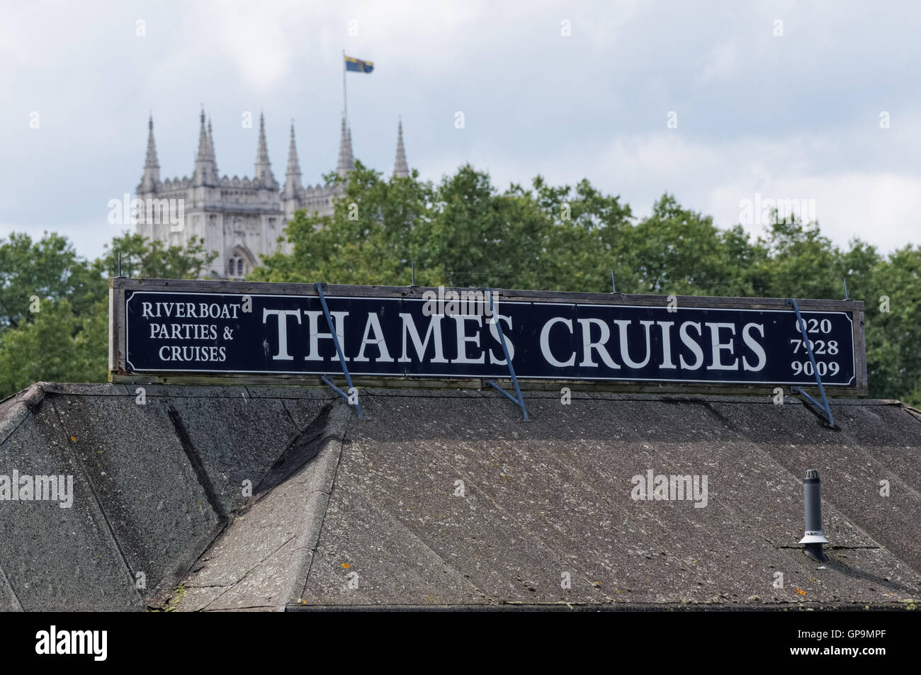 Thames Cruises pier on the River Thames in Lambeth, London England ...