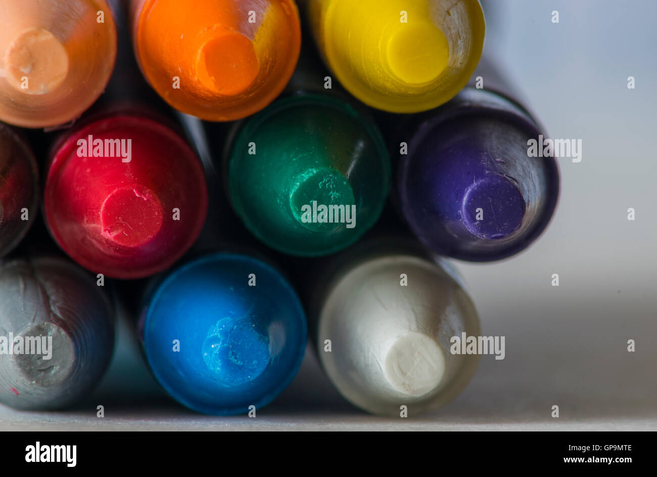 Stack of crayons Stock Photo - Alamy