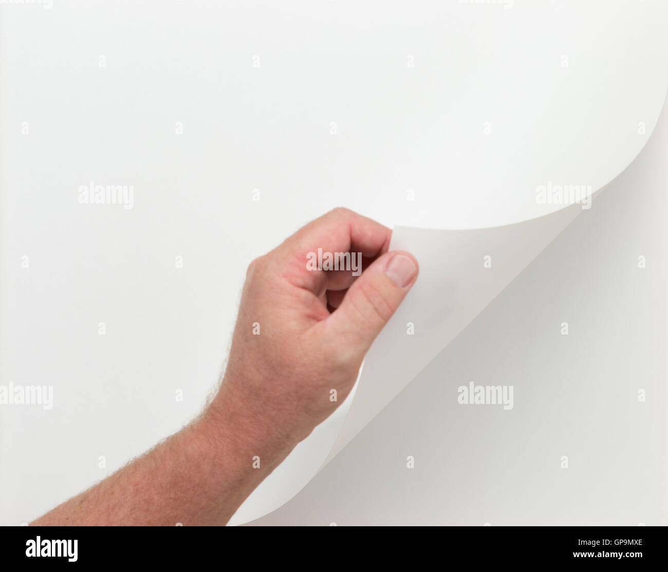 Male Hand Turning Blank Page - Contains Clipping Paths To Add Your Own ...