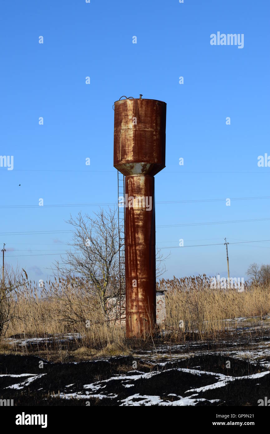 Rusty water tower Stock Photo - Alamy