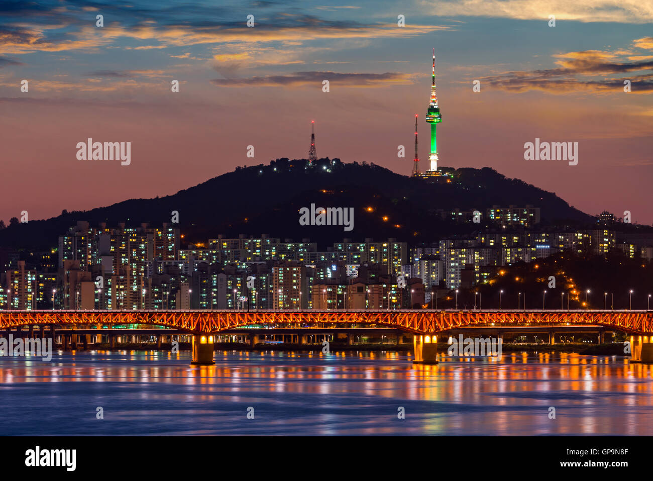 Korea,Seoul at night, South Korea city skyline Stock Photo - Alamy