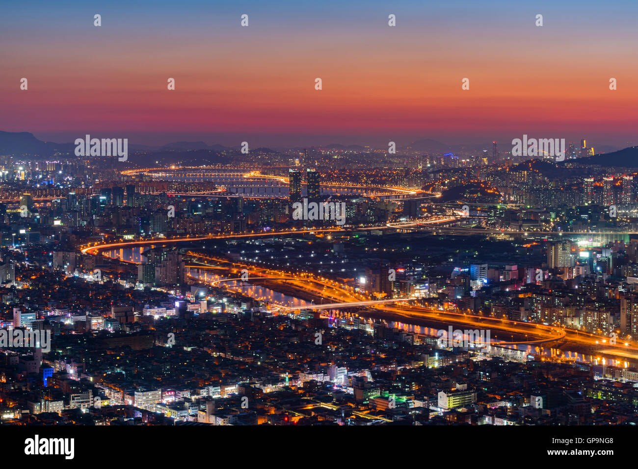 Korea,Seoul at night, South Korea city skyline Stock Photo - Alamy
