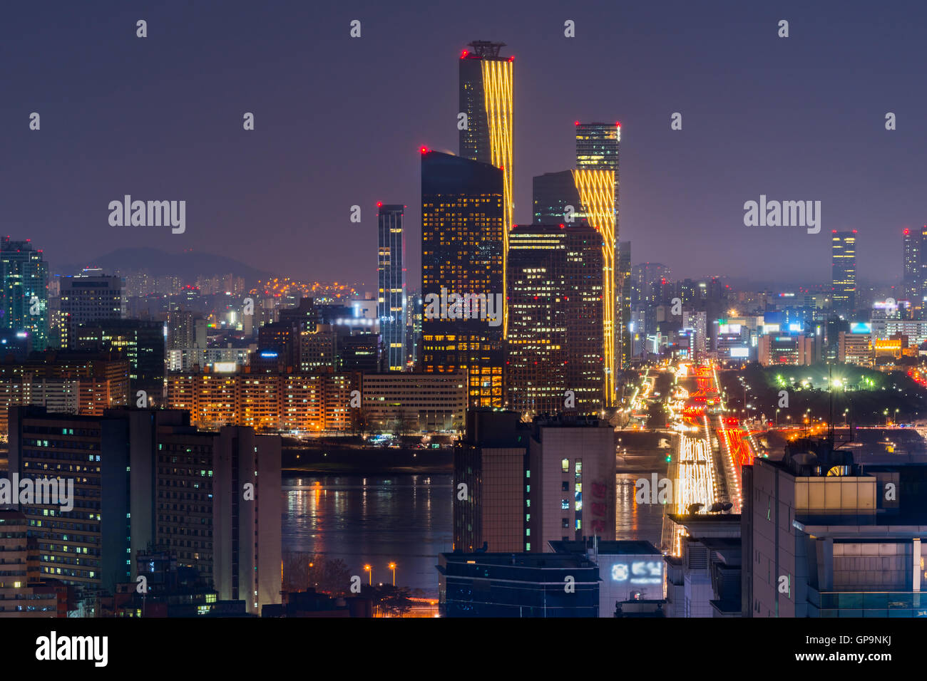 Korea,Seoul at night, South Korea city skyline Stock Photo - Alamy