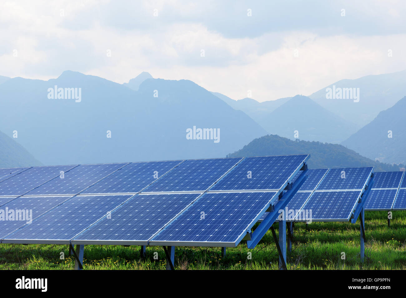 solar panels against mountains Stock Photo - Alamy