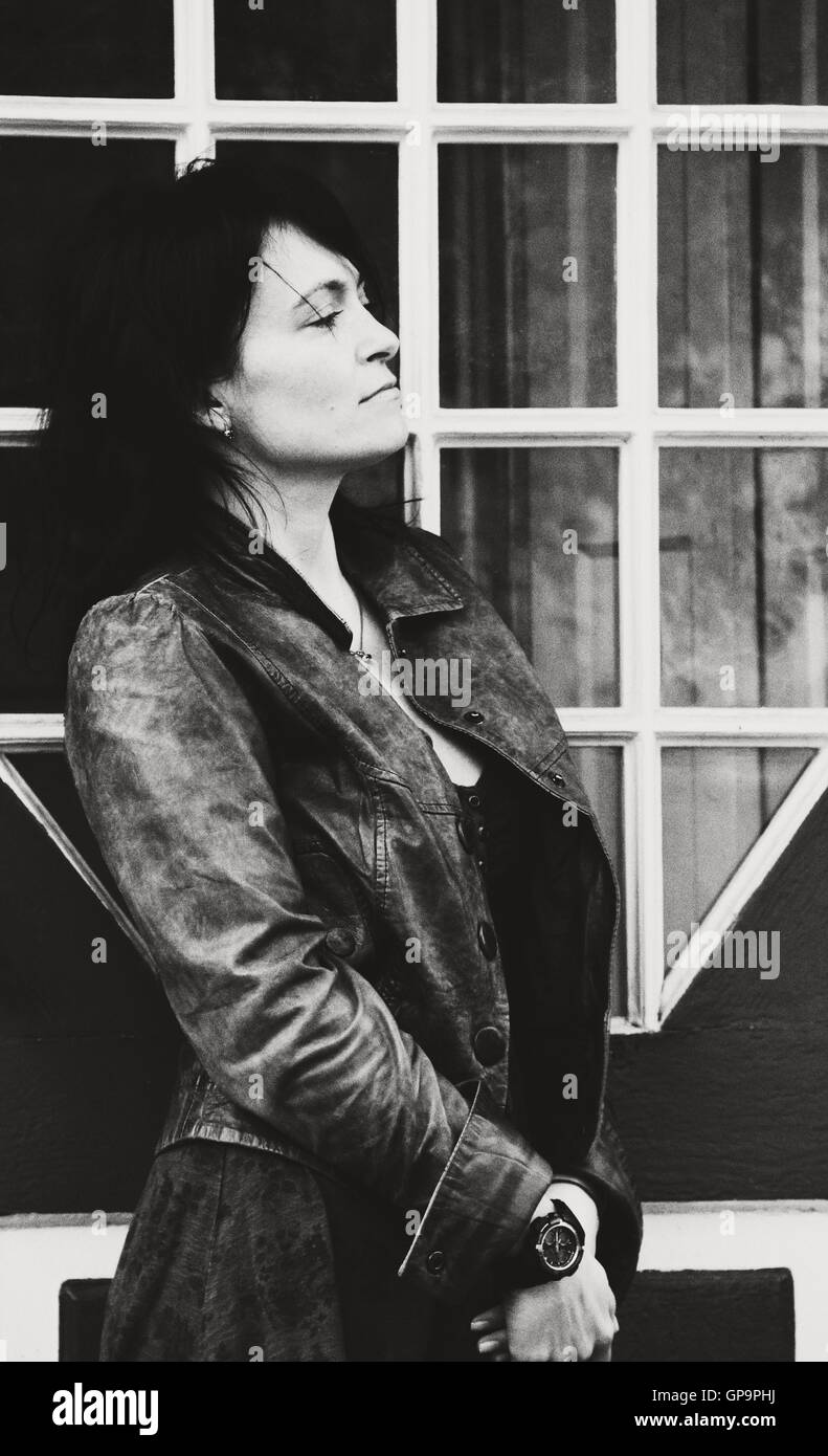 woman on the doorstep. photo Stock Photo - Alamy