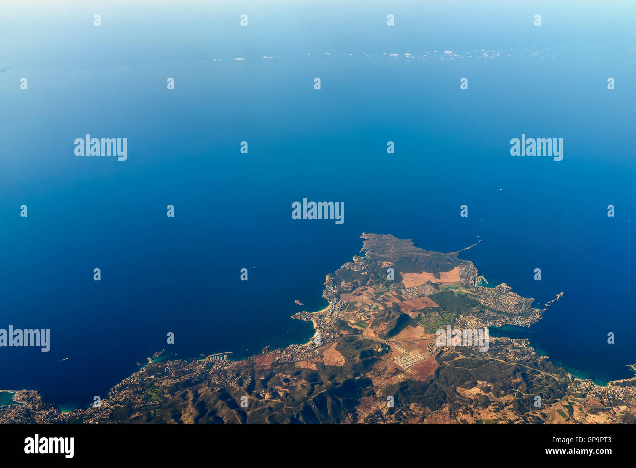 Palma de Mallorca And Balearic Sea At 10.000m Altitude Above Ground ...