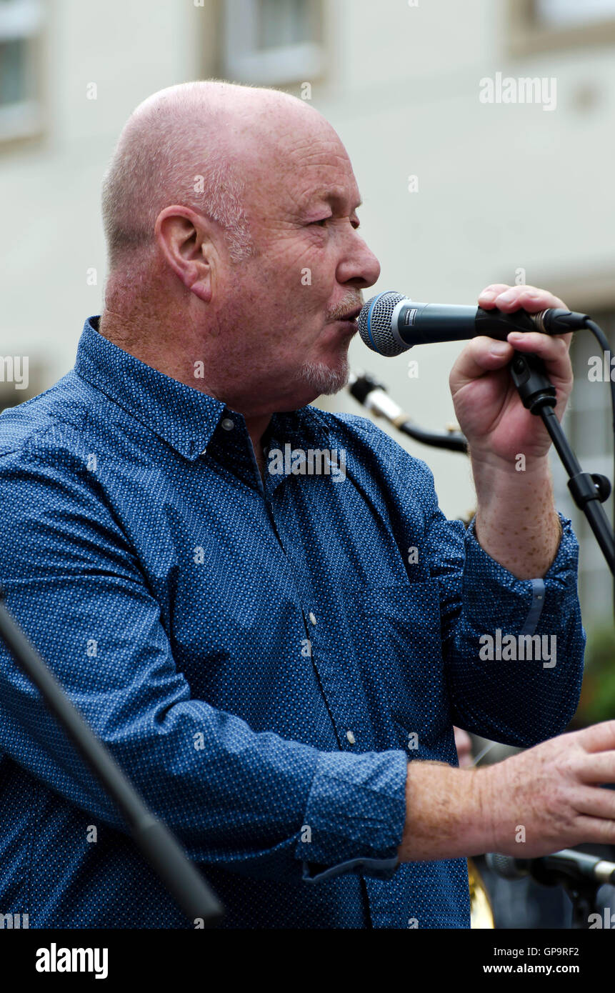 John Frame, vocalist with the band Lights Out by Nine, taking part in ...